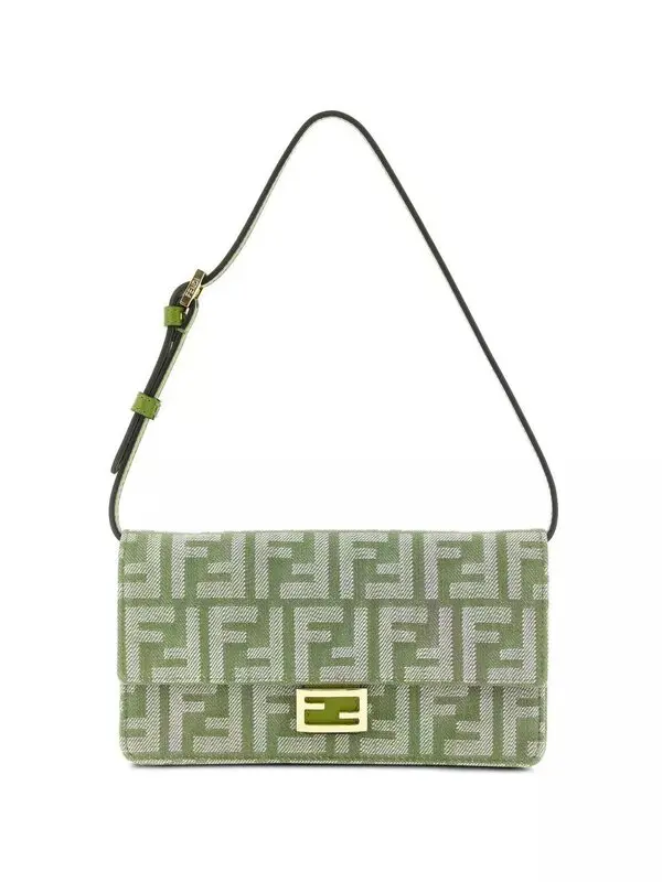 Fendi Ff Jacquard Shoulder Bag - Green