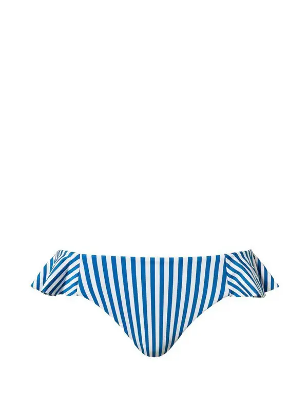 TWINSET Ruffled Striped Bikini Bottoms - Blue
