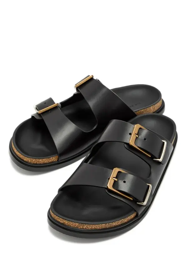 THE ROW Leather Buckle Slides