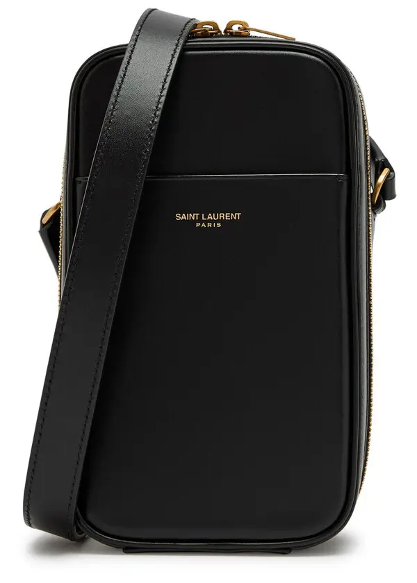 Saint Laurent Logo Leather Cross-body Bag - Black