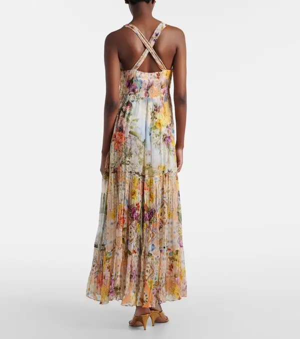 Camilla Embellished Floral Silk Maxi Dress