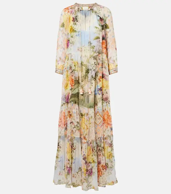 Camilla Embellished Printed Silk Maxi Dress