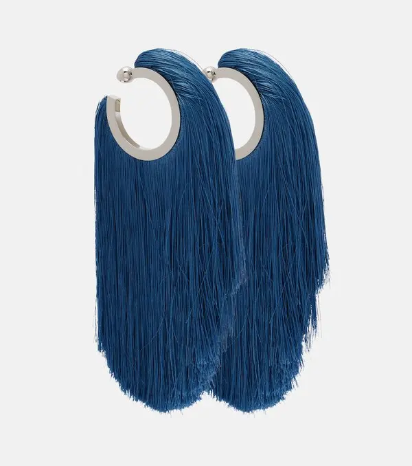 Alaïa Fringed Hoop Earrings - Blue