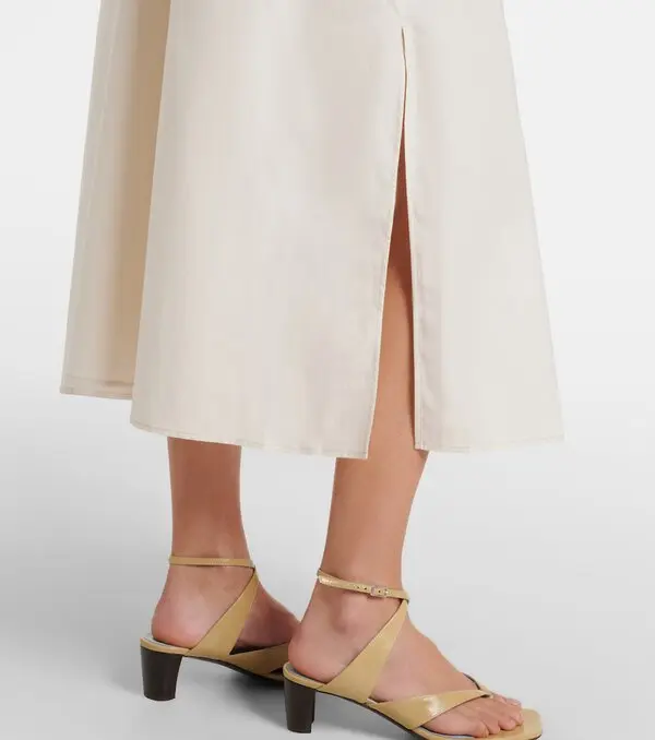 LEMAIRE Tie-neck Shirt Dress In Light Cream Cotton And Silk - White