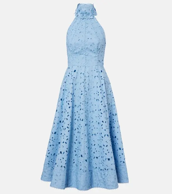 Rebecca Vallance Nuvola Broderie Anglaise Midi Dress - Blue