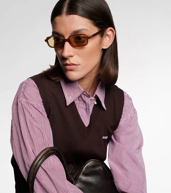 Miu Miu Logo Rectangular Sunglasses
