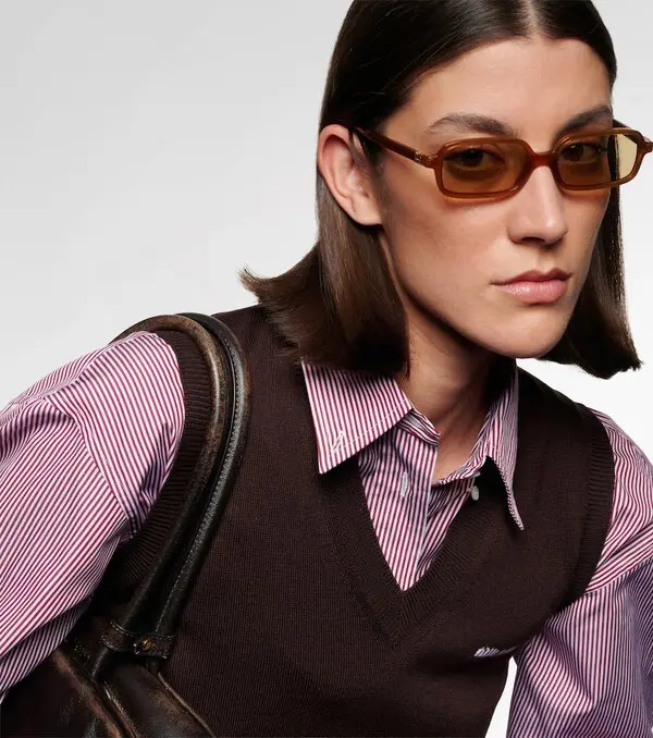 Miu Miu Logo Rectangular Sunglasses