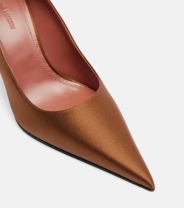 Amina Muaddi Barbara" Satin Pumps - Brown