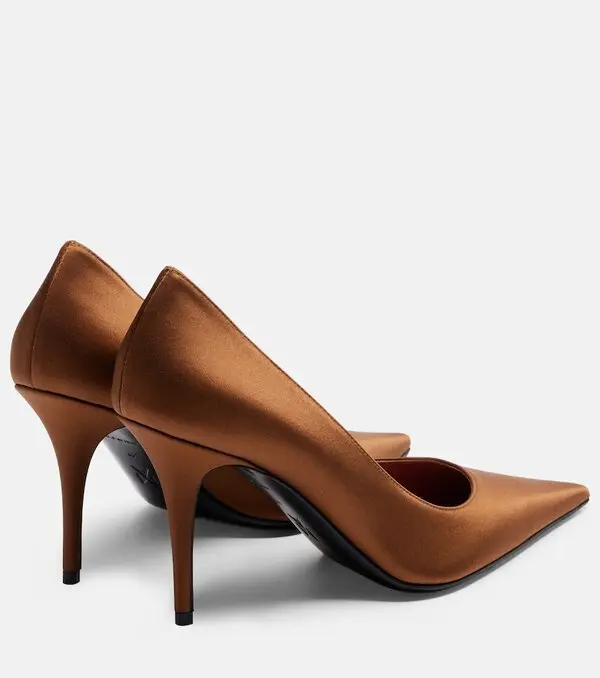 Amina Muaddi Barbara" Satin Pumps - Brown