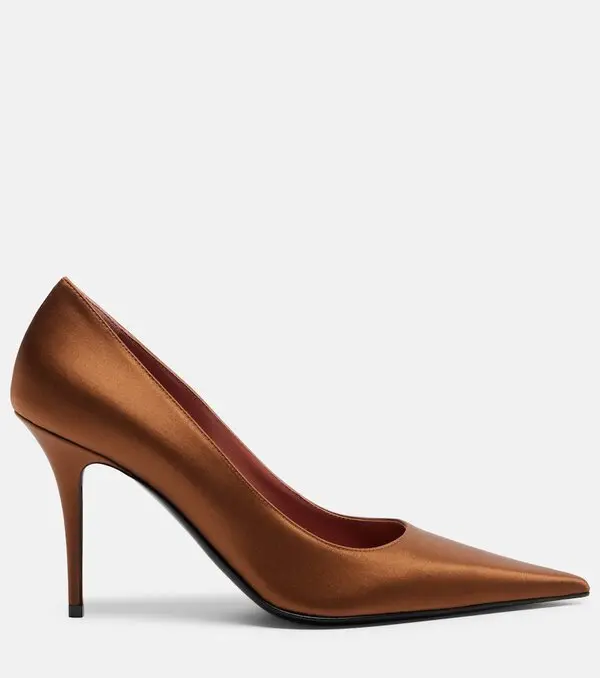 Amina Muaddi Barbara" Satin Pumps - Brown