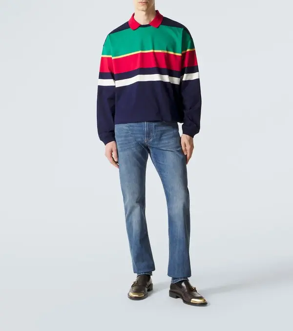Versace Colorblocked Cotton Jersey Polo Sweatshirt
