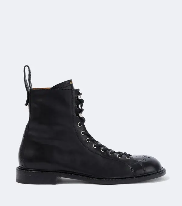 Versace Billy Perforated Leather Combat Boots