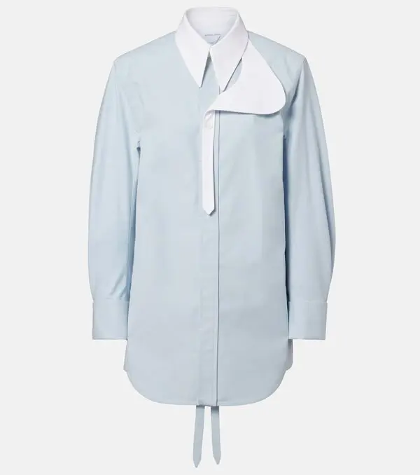 Bottega Veneta Cotton Oxford Shirt With Detachable Band - Blue