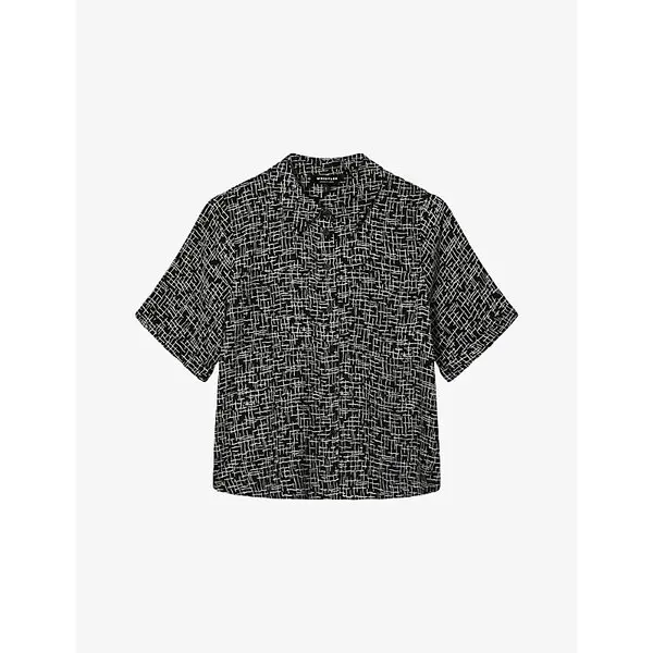 Whistles Grid Print Short Sleeve Shirt - Black