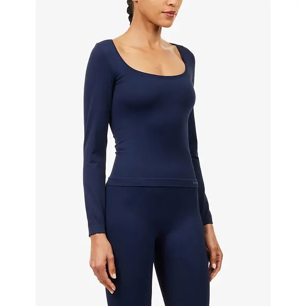 ADANOLA Seamless Long-sleeve Top - Navy Blue