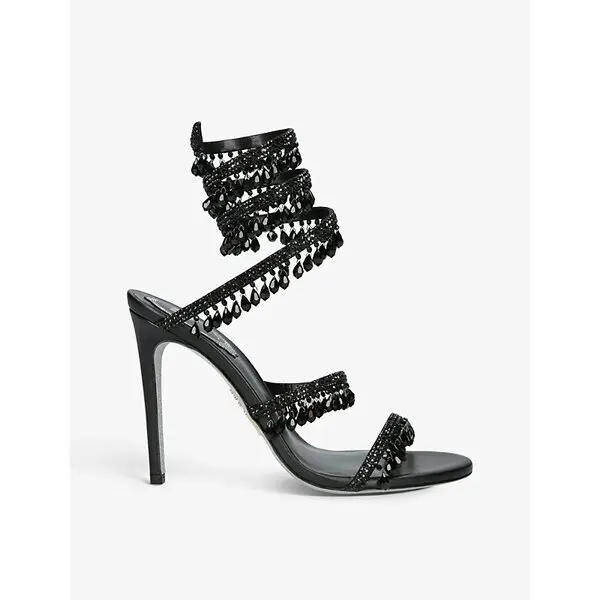Rene Caovilla Chandelier Crystal-embellished Leather Stiletto Court Shoes - Black