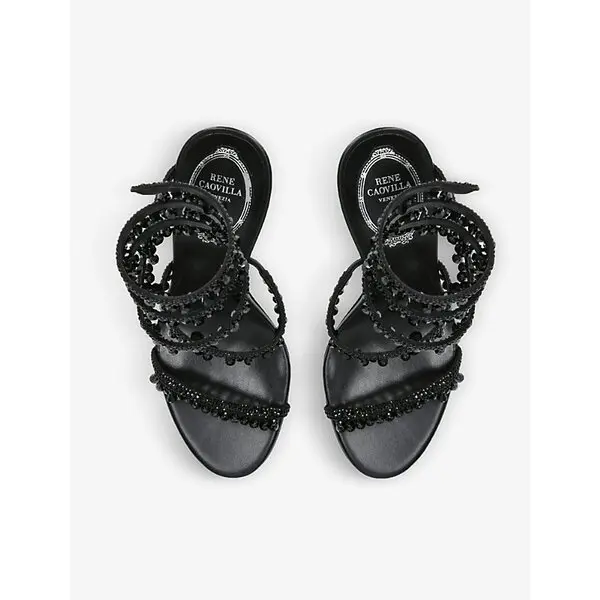 Rene Caovilla Chandelier Crystal-embellished Leather Stiletto Court Shoes - Black