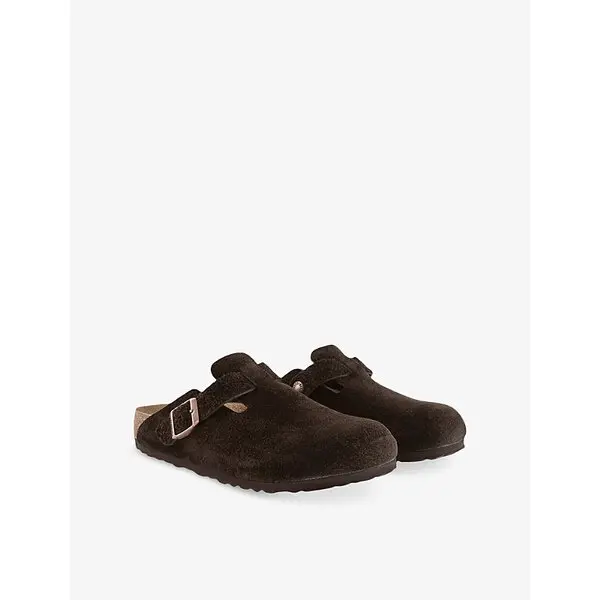 BIRKENSTOCK Boston Suede Clogs With Embossed Logo - Mocca Suede