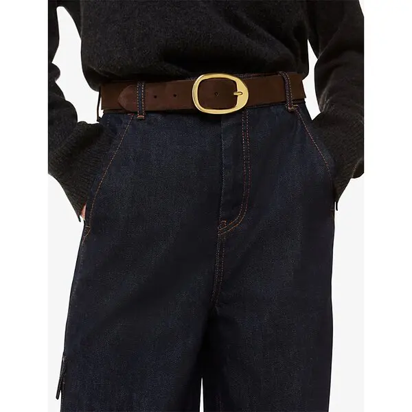 Whistles Suede Buckle Belt - Brown