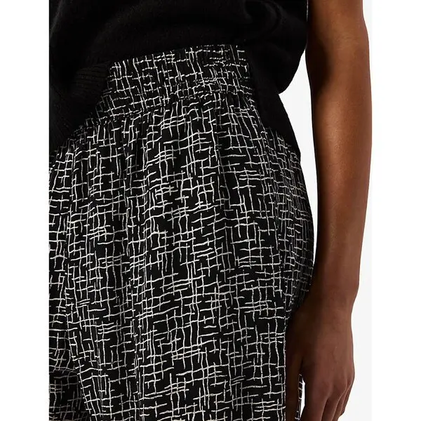 Whistles Grid-print Elasticated-waist Woven Trousers