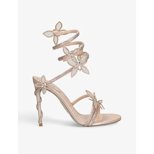 Rene Caovilla Margot Floral-embellished Heeled Sandals - Blush