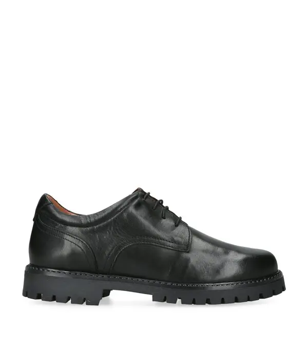 PAPOUELLI Leather Lace Up School Shoes - Black