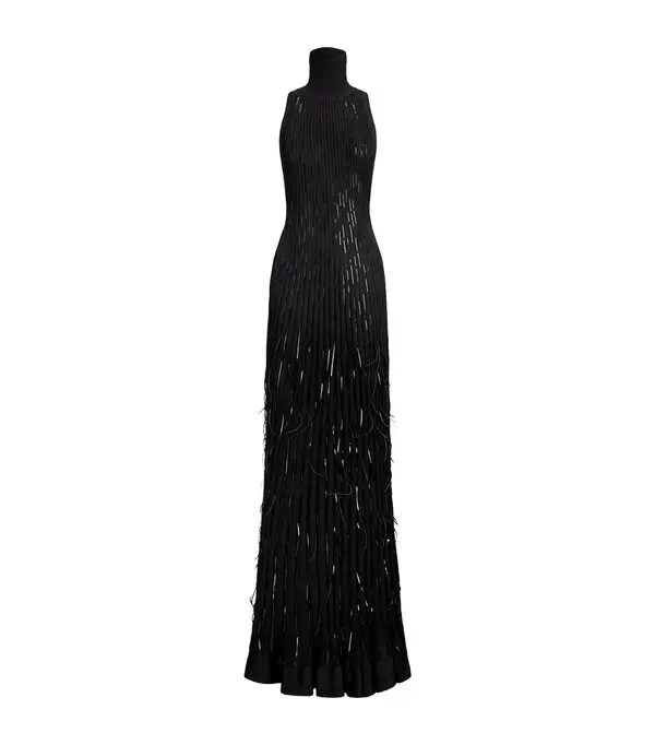 Ralph Lauren Mulberry Silk Embellished Maxi Dress - Black