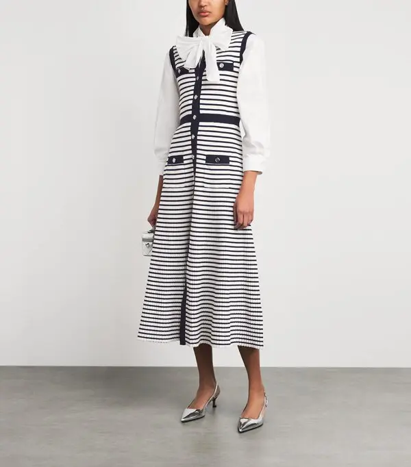 Maje Rib-knit Breton Stripe Midi Dress