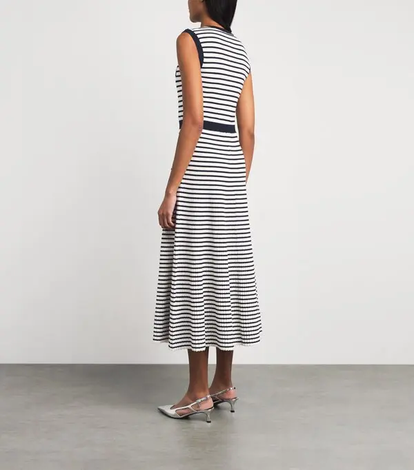 Maje Rib-knit Breton Stripe Midi Dress