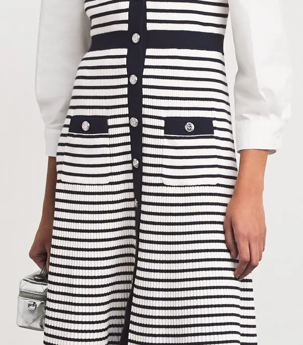 Maje Rib-knit Breton Stripe Midi Dress