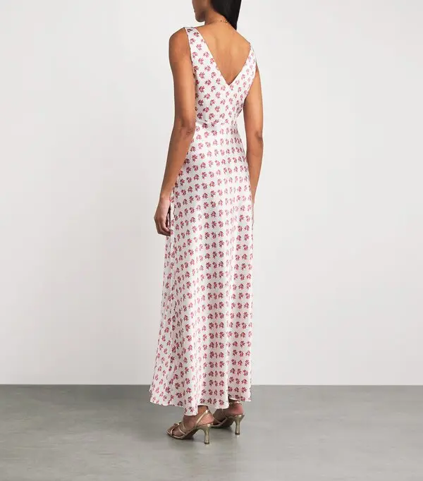 Maje Silk Floral Maxi Dress - Red