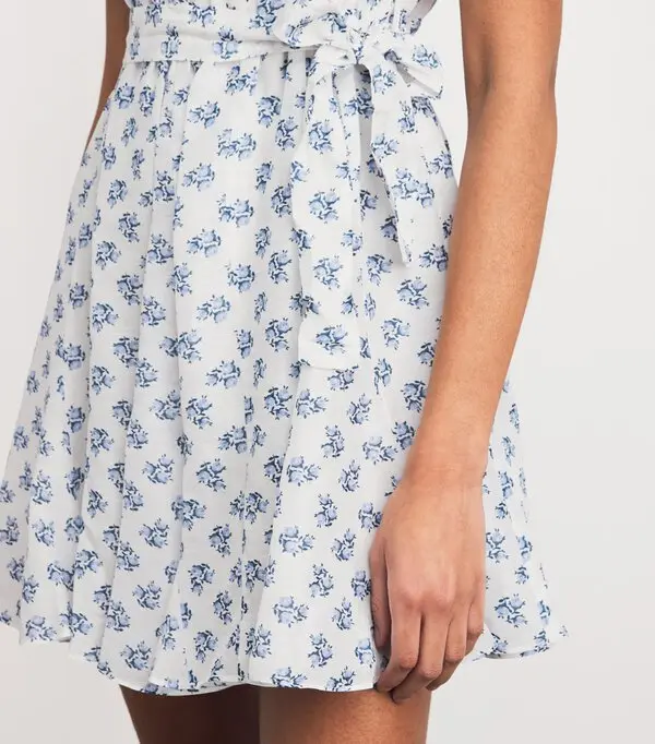 Maje Linen-blend Floral Print Mini Shirt Dress - Blue