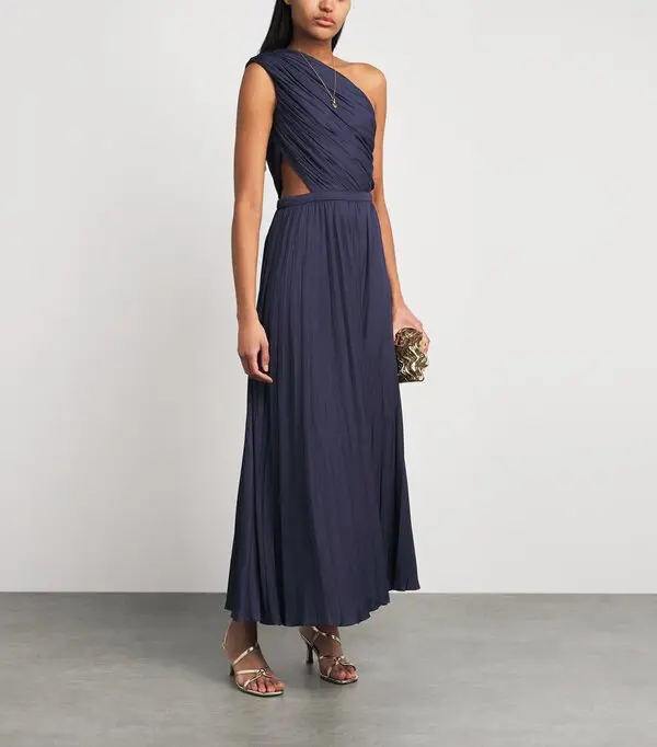 Maje One-shoulder Draped Maxi Dress - Blue