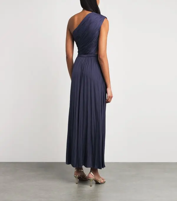 Maje One-shoulder Draped Maxi Dress - Blue