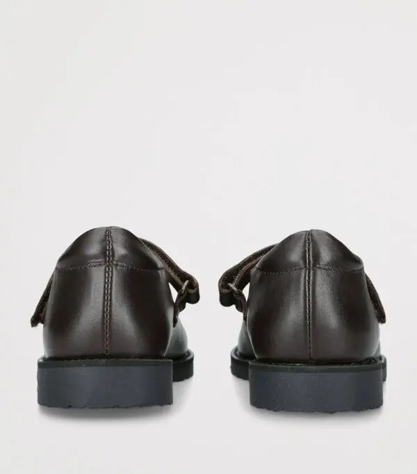 PAPOUELLI Leather Emilia Mary Jane Flats - Brown