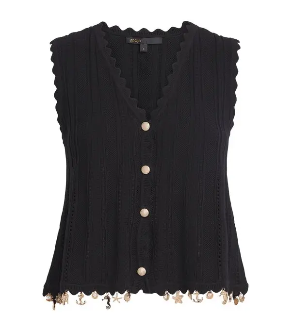 Maje Sleeveless Embellished Cardigan