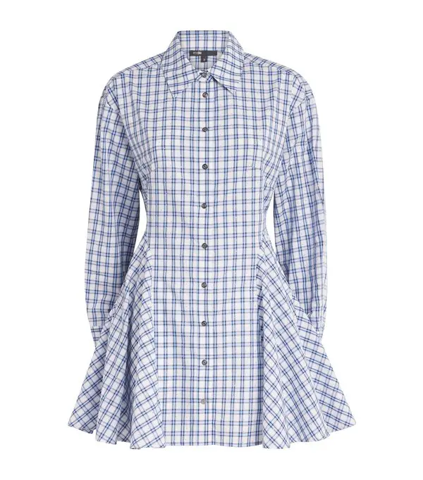 Maje Checked Rhinestone Mini Shirt Dress - White