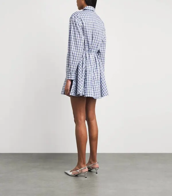 Maje Checked Rhinestone Mini Shirt Dress - White