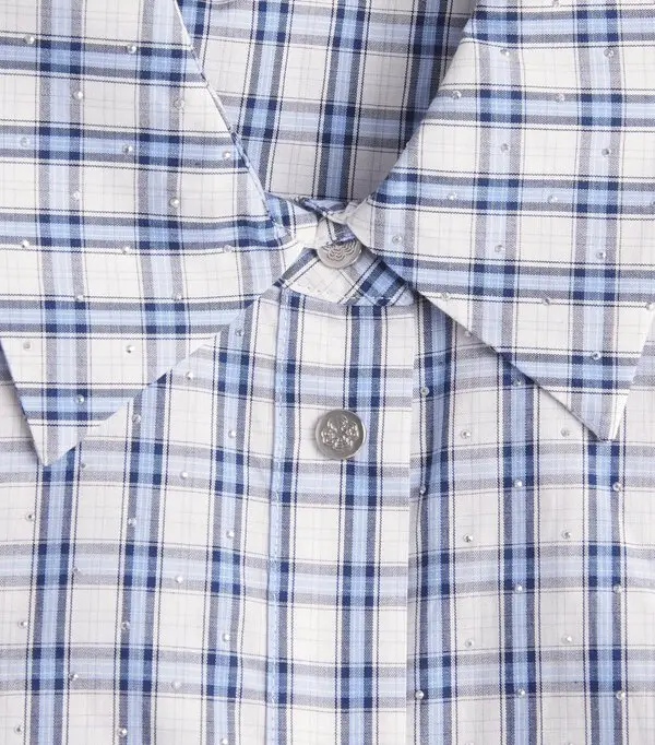 Maje Checked Rhinestone Mini Shirt Dress - White