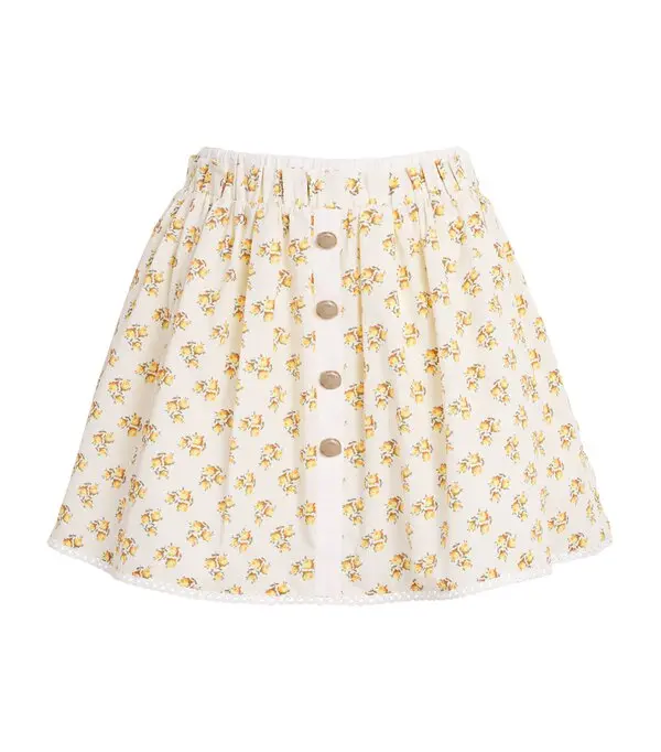 Maje Printed Button-front Mini Skirt - Yellow