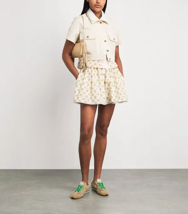 Maje Printed Button-front Mini Skirt - Yellow