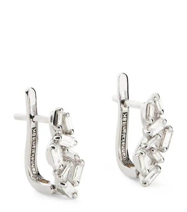 SUZANNE KALAN Gold And Diamond Huggie Earrings - White