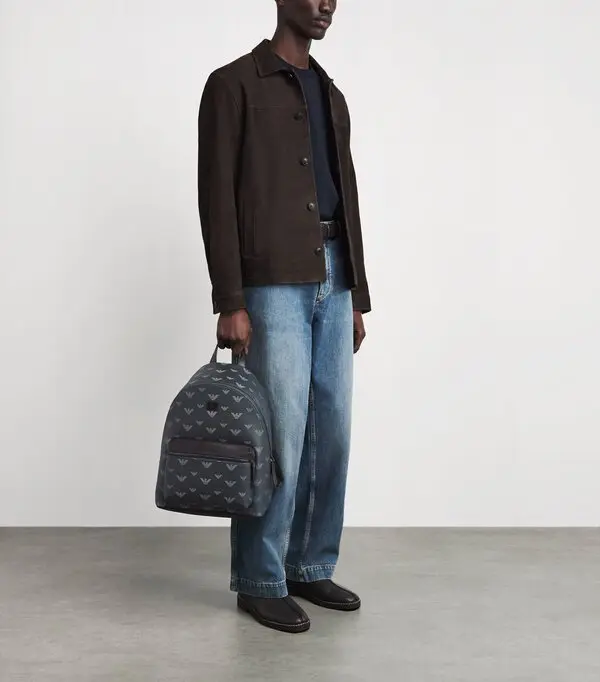 Emporio Armani Coated Canvas Eagle Motif Backpack