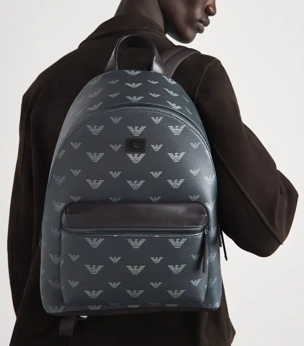 Emporio Armani Coated Canvas Eagle Motif Backpack