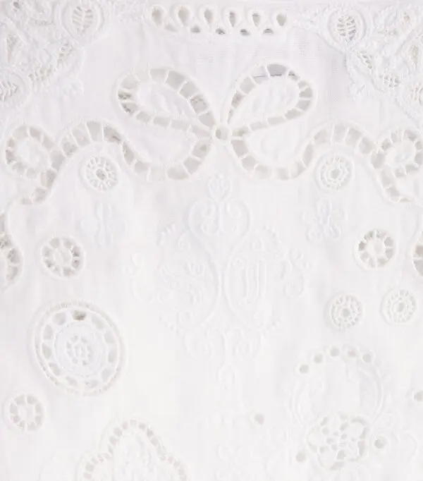 SELF-PORTRAIT Linen-cotton Embroidered Mini Dress