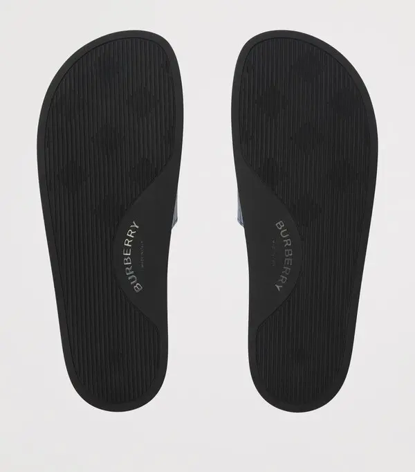 Burberry Checked Slides - Blue