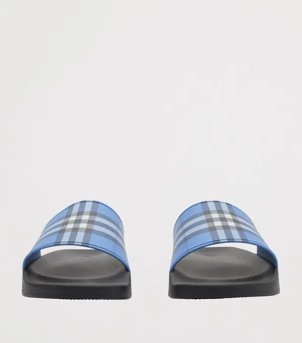Burberry Checked Slides - Blue