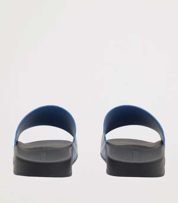 Burberry Checked Slides - Blue