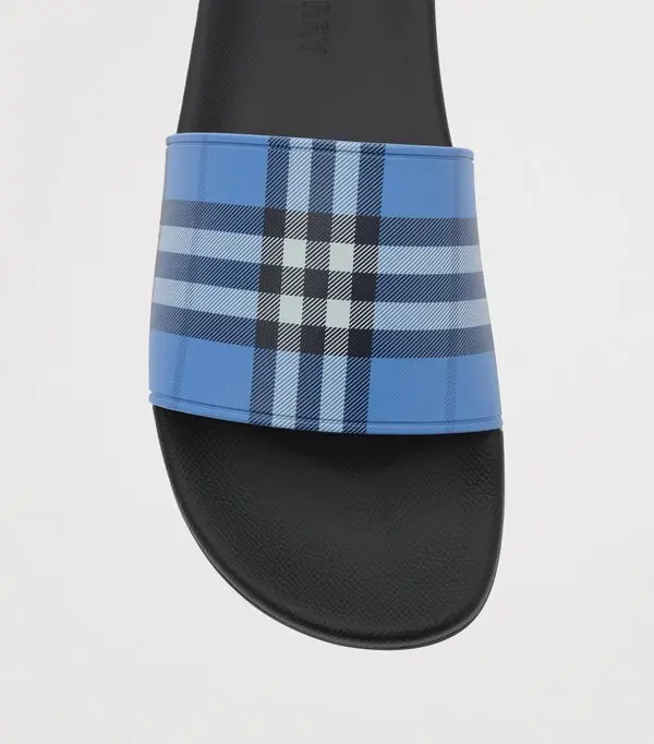 Burberry Checked Slides - Blue