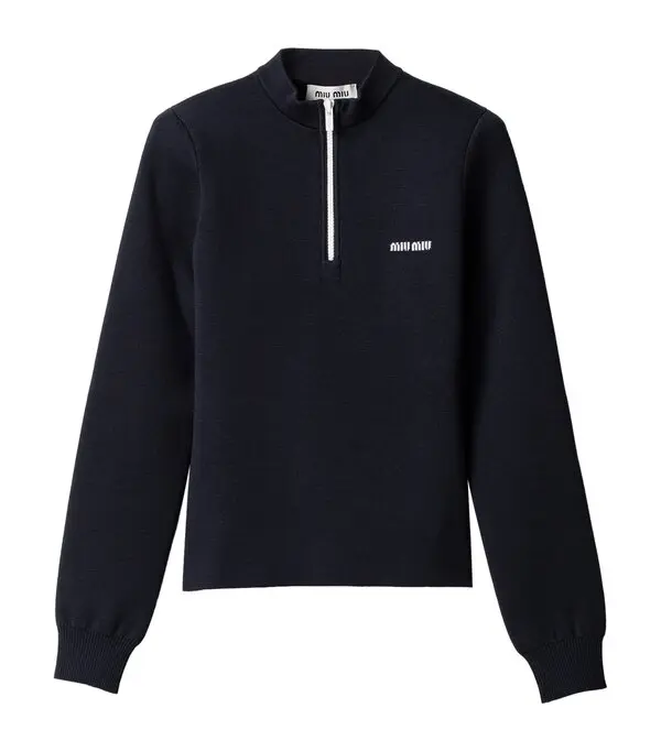 Miu Miu Wool Half-zip Sweatshirt - Blue